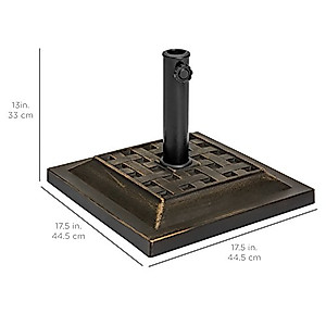 Best Choice Products 26lb Outdoor Patio Umbrella Stand Heavy-Duty Steel Square Umbrella Base w/Bronze Finish, Decorative Basket Weave Pattern