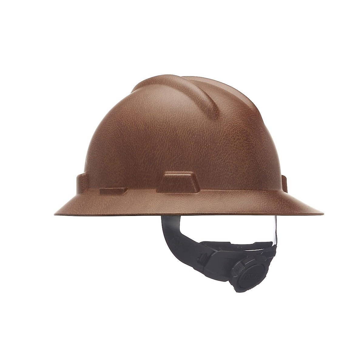 MSA 10204782 Hydro Dip V-Gard Full-Brim Hard Hat With Fas-Trac III Ratchet Suspension | Polyethylene Shell, Self Adjusting Crown Straps - Standard Size in Ital Leather