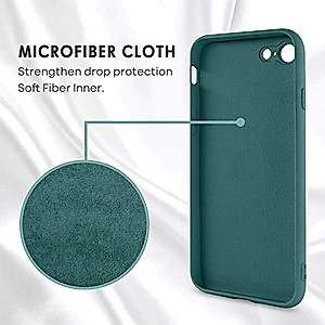 SouliGo iPhone SE 2022 Case, iPhone SE 2020 Case, iPhone 8 Case, iPhone 7 Case, Slim Silicone Soft Rubber Shockproof Protective Ring Kickstand Hybrid Hard Protection Girls Women Phone Cover,Dark Green