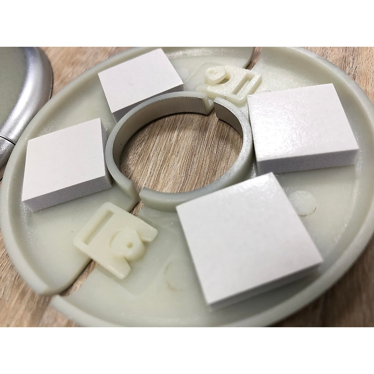 Tsnamay 4 Pcs Wall Split Flange, ABS Round Self-Adhesive Escutcheon Plate Buckles Design for 1"/26mm,Silver