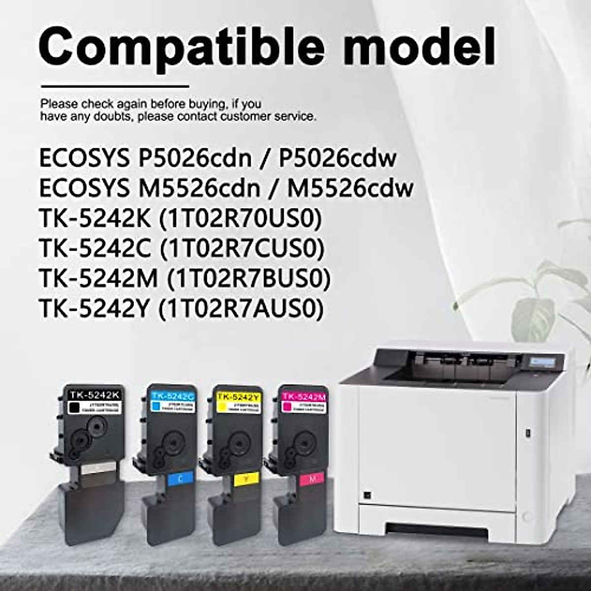 4 Pack TK-5242 P5026CDW Toner Cartridge Set, LVE Compatible TK5242 Toner Replacement for Kyocera TK-5242K TK-5242C TK-5242M TK-5242Y Toner ECOSYS P5026cdn P5026cdw M5526cdn M5526cdw Printer (K/C/M/Y)