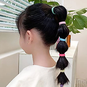 AHENOD 100PCS Small Hair Ties, Seamless Elastic Ponytail Holders, Baby Elastics Hair Bands, Cotton Toddler Hair Ties for Girls and Kids (Multicolor)