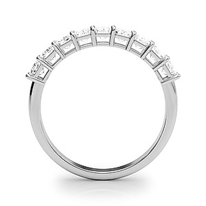 JewelMore 2 Carat Emerald Lab Grown 14K Diamond Nine Stone Anniversary Band for Women (F-G/VS-SI) White Gold 7