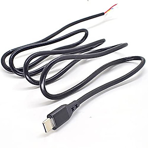 ELNONE USB C Pigtail Cable, Type-C 4ft 1.2meter 5A 20AWG 6 core Power Data Pigtail Cable, CC1 CC2 Cord DIY Black for Laptop Charging