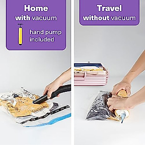 Bramble 7 Sizes 20 Vacuum Storage Bags Space Saver Bags (2 XL Jumbo/2 Jumbo/2 Large/2 Medium/6 Small/6 Roll) Compression Storage Bags for Comforters & Blankets, Vacuum Sealer Bags for Clothes Storage