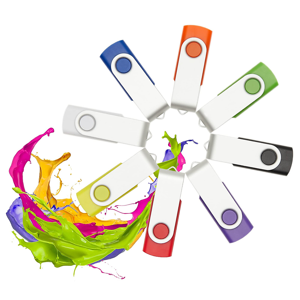 512MB 10 Pack Black USB Flash Drives USB 2.0 Swivel Design Flash Drive for Data Storage Wholesale Thumb Drive Jump Drive Pen Drive Bulk Memory Stick Zip Drives (10 Pack Black, 512MB)