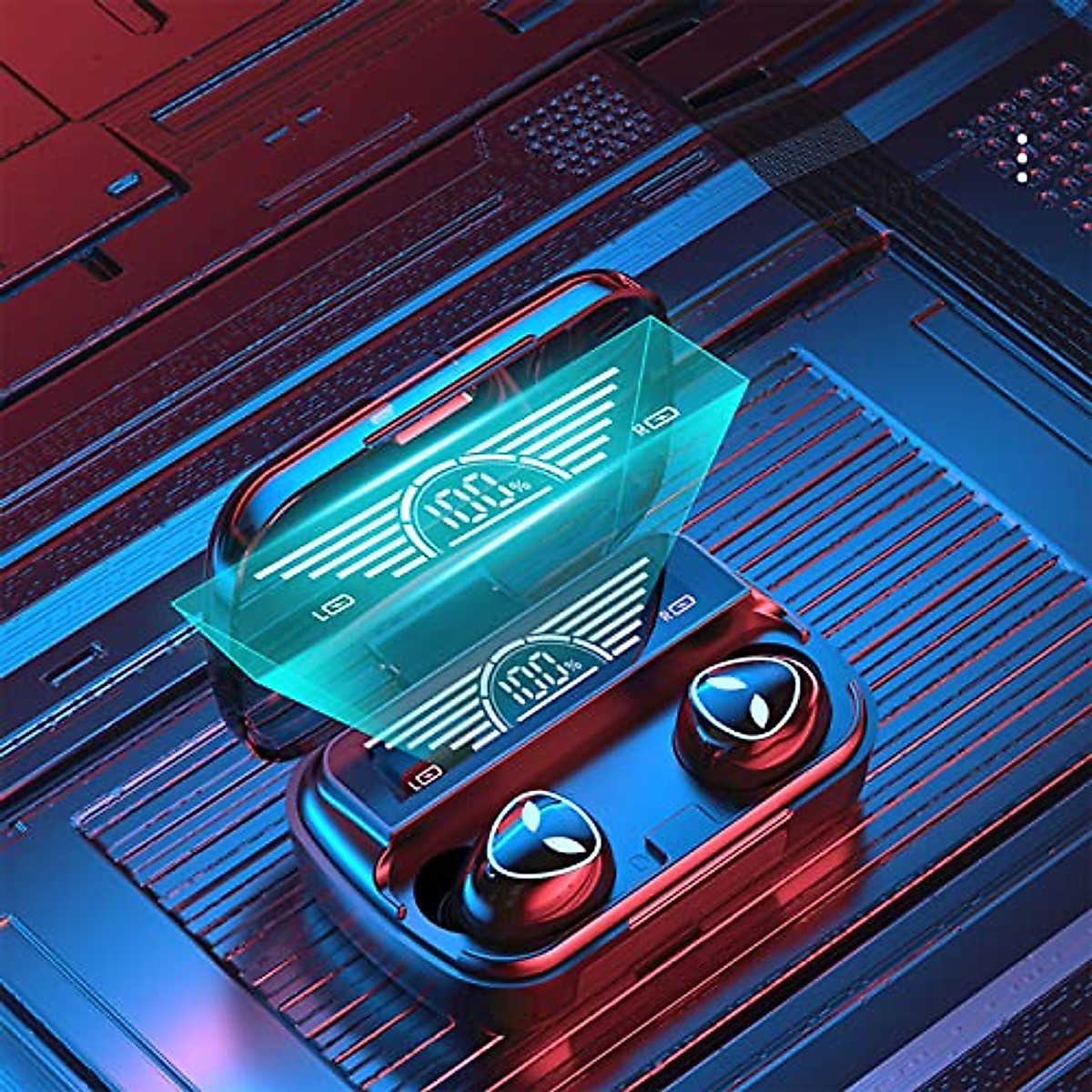 Gspmoly Digital Display Bluetooth 5.2 Sports Gaming Earphone Bass HiFi Stereo Long Endurance in-Ear Noise Canceling Binaural Earbuds Headset for iOS Android, School Gifts for Kids