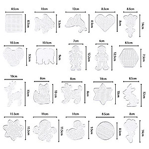 20 Pieces 5mm Fuse Beads Pegboards Clear Plastic Pegboards Craft Tray with 20 Pieces Colorful Cards, 4 Pieces White Beads Tweezers, 10 Keychains, 10 Hang Ropes, 20 Hang Circle for Kids DIY Craft Beads