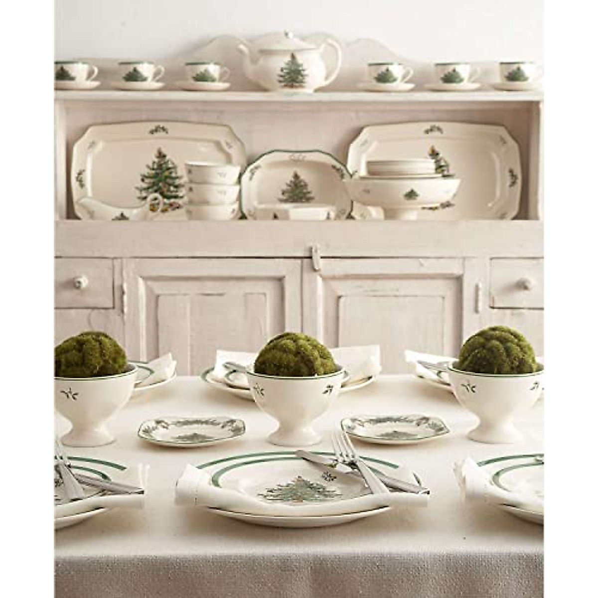 Spode Christmas Tree Collection Dip Bowls, set of 2, Naughty and Nice, Beige/Green, Ceramic Serving Bowl, Holiday Dishes, 4-Inches, Dishwasher and Microwave Safe