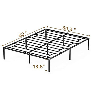 IDEALHOUSE Queen Metal Platform Bed Frame with Sturdy Steel Bed Slats,Mattress Foundation No Box Spring Needed Large Storage Space Easy to Assemble Non-Shaking and Non-Noise Black (Model: C80)