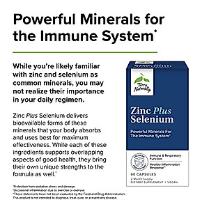 Terry Naturally Zinc Plus Selenium - 60 Capsules - Immune Support, Respiratory Function, Cellular Protection - Non-GMO, Vegan - 60 Servings