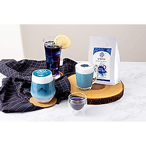 LA MOON TEA Blue Thai Tea Mix - Traditional Loose Leaf from Butterfly Pea Flower and Assam Black for Home-made Iced Tea, Boba & Latte No Food Dye, 7.05 Oz.