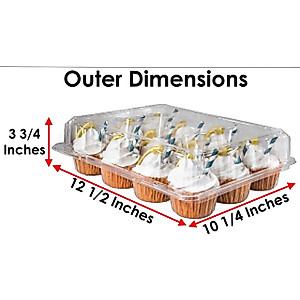 Katgely Cupcake Containers 12 Count (pack of 12), Clear Plastic Cupcake Boxes 12 Count, Deep Dome, Stackable, Disposable & BPA-Free