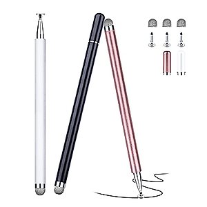 Stylus for iPad (3 Pcs), Abiarst Touch Screens Stylus Pens Disc & Fiber Tip for Apple/iPhone/Ipad pro/Mini/Air/Android/Microsoft/Surface All Capacitive Touch Screens (3-Pack (Black/White/Rose Gold))