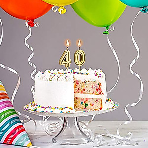 40th Birthday Candles, Number 40 Candles, Happy Birthday Cake Topper Numeral Candles Decoration for Men Women Birthday Party Wedding Decoration Anniversary Celebration Supplies Theme Party (Gold)