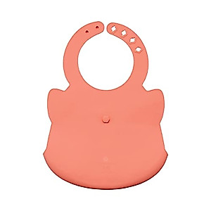 Tiny Twinkle Roll-Up Silicone Bib - Soft, Durable, Easy Clean Waterproof Silicone Bibs With Food Catcher (Coral, Infant)