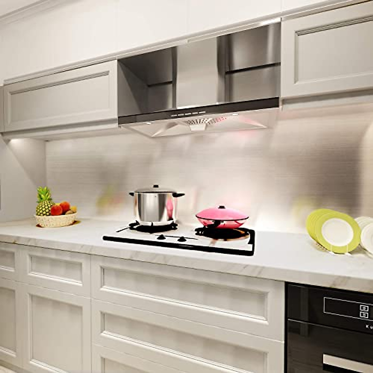 VEELIKE 15.7''x236'' Stainless Steel Contact Paper for Appliances Heat Resistant Self Adhesive Wallpaper Peel and Stick for Dishwasher Refrigerator Washing Machine Oven door Countertop Metal Furniture