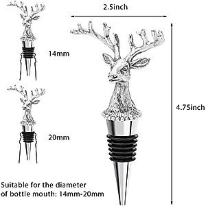Deer Wine Stoppers ,Food-grade Stainless Steel Wine Stopper with Gift Box,Reusable Wine Corks,Good for Gifts, Bars, Holiday Parties