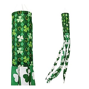 Madrona Brands St. Patricks Day Windsock | Four Leaf Clover Shamrock | Durable Outdoor Hanging Decoration | Yard, Garden, Patio | 60-Inch