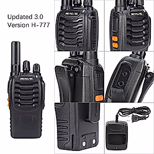 Retevis H-777 Walkie Talkie Rechargeable Long Range,Portable Two-Way Radio, Flashlight, Emergency Alarm, Hands Free(1 Pack)