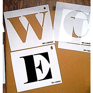 MX-Amigo 7x8 Inch “A-Z”Scrabble Letters Wall Decor, Stencils for Painting Signs Reusable Title Stencils for Painting on Wood Laser Cut Painting Stencil for Home Décor,DIY Projects Art and Craft