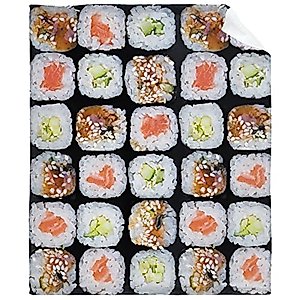 Food Sushi Blanket Cozy Soft Lightweight Flannel Throw Blanket for Bed Sofa Travel All Season Large 80"x60" Adults