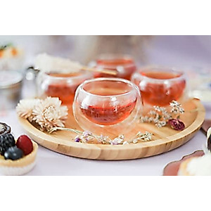 Teabloom Petite Insulated Glass Cups (3.4oz) - Heat Resistant Borosilicate Tea and Espresso Cups