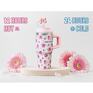 DLOCCOLD 16 oz Stainless Steel Tumbler with Lid and Straw, Double Wall Vacuum Insulated Travel Tumbler with Straw Cover Cap, Reusable Travel Coffee Mug, Cupholder Friendly, Leak Resistant