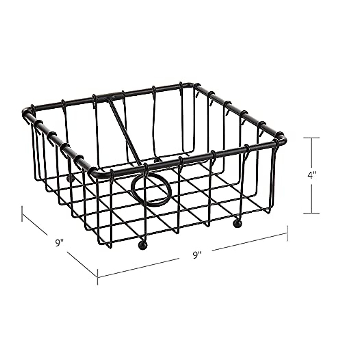 Giftburg Loop & Wire Buffet Caddy Tabletop Organizer, Flatware Napkin and Plate Picnic Caddy Stackable Serving Set, Black