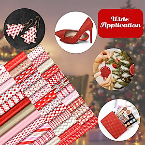 36 Pieces Christmas Faux Leather Sheets Glitter Faux Leather Fabric Snowflake Snowman Printed Christmas Fabric Synthetic Leather Sheet for DIY Christmas Craft Making, 8.3 x 6.3 Inch (Cute)