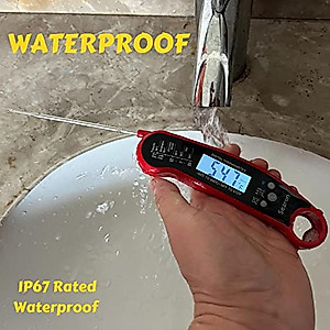 Searon Meat Thermometer for Cooking - FT002R Instant Read Food Thermometer for Kitchen BBQ Grilling Smoker Baking Turkey. (Red + Black)