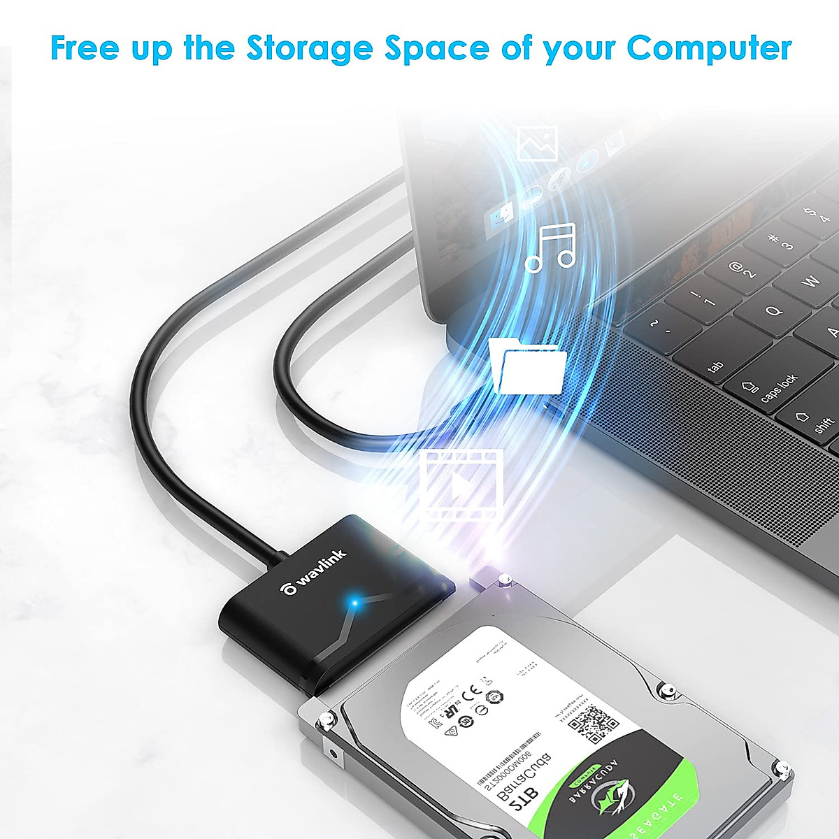 WAVLINK SATA to USB C Adapter Cable, USB-C (Thunderbolt 3) to SATA III Hard Driver Adapter Compatible for 2.5" SSD and HDD Hard Drive 5Gbps SATA III UASP