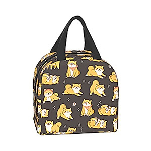 PrelerDIY Shiba Inu Brown Lunch Box - Insulated Lunch Bags for Kids Boys Girls Reusable Lunch Tote Bags, Perfect for School/Camping/Hiking/Picnic/Beach/Travel