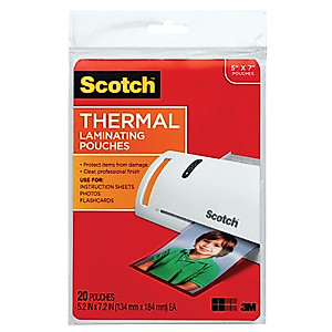 Scotch Thermal Laminating Pouches Premium Quality, 5 Mil Thick for Extra Protection, 20 Pack Photo Size Laminating Sheets, Our Most Durable Lamination Pouch, 5 x7 inches, Clear (TP5903-20)