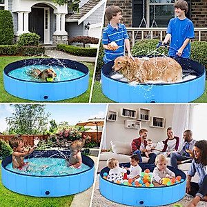 Dog Pool for Extra Large Dogs, Foldable Kiddie Pool Hard Plastic Folding Pet Pools for Dogs, Collapsible Swimming Pool for Kids Slip-Resistant PVC Bathing Tub, XXL 160 * 30CM