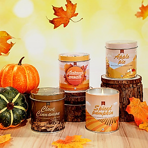 Fall Candle Set, Fall Scented Candles for Home, 4 Pack Autumn Candle Soy Wax Candles for Home Scent, Fall Gifts for Women Men, Fall Fragrance of Pumpkin/Autumn Wreath/Apple Pie/Clove Cinnamon