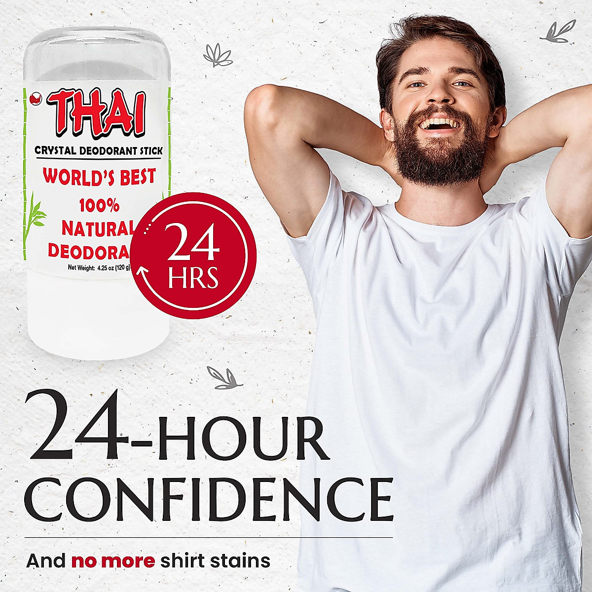 2-PACK Thai Crystal Deodorant Salt Stone - Clinically Tested, Dermatologist Approved - Natural Unscented for Women Men & Teens