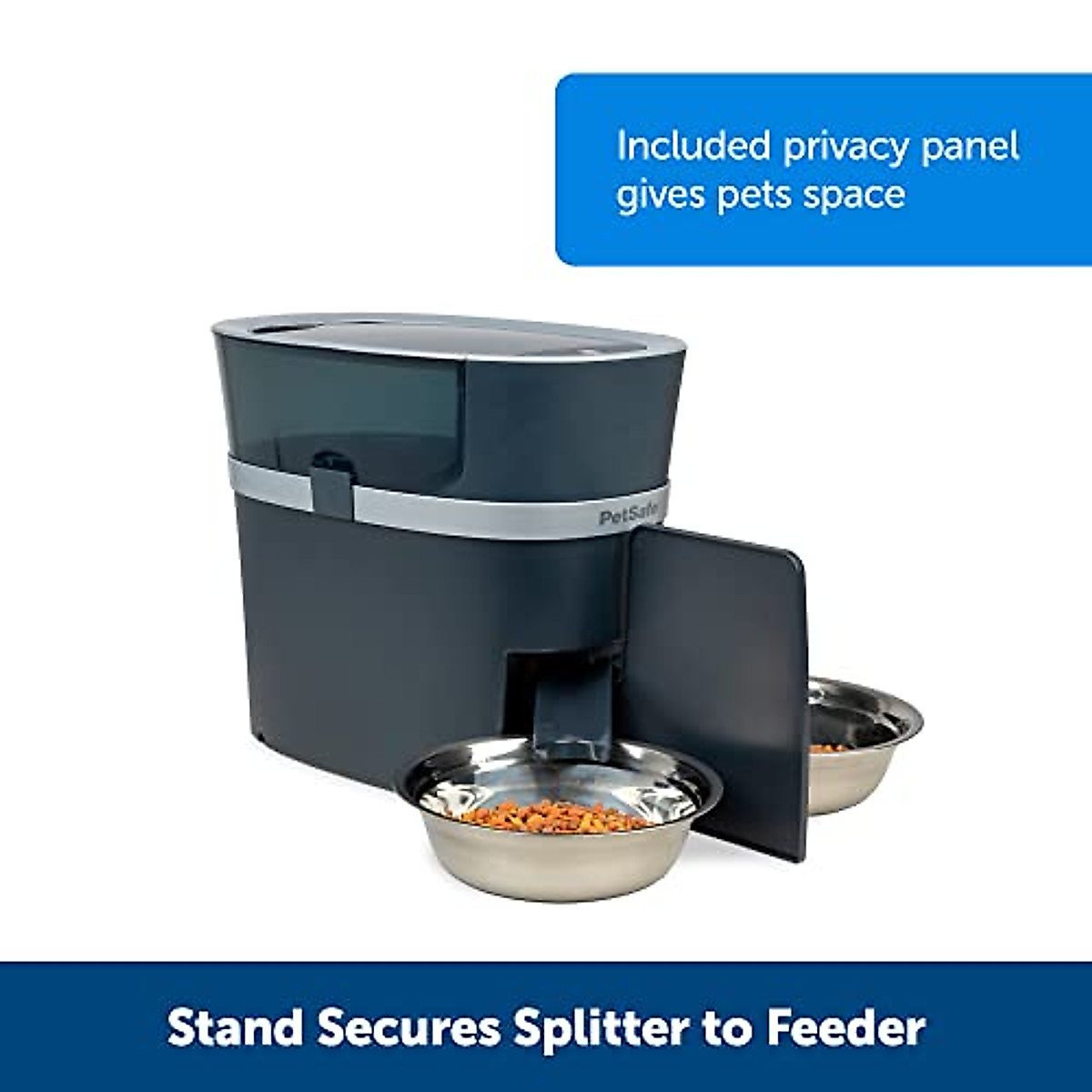 PetSafe 2-Pet Meal Splitter with Bowl - Easily Cleaned, BPA-No, Food-Grade Material - Designed for PetSafe Smart Feed and Healthy Pet Simply Feed - Mess-No Food Dispensing - Includes Privacy Panel