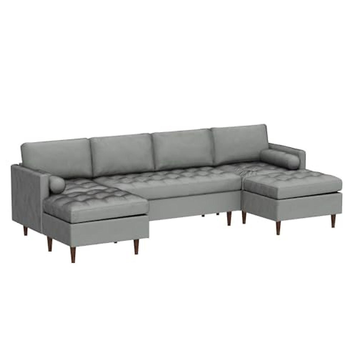 wirrytor Modular Sectional Sofa, Velvet U Shaped Couch, Modular Sectional with Reversible Ottomans for Living Room, Grey