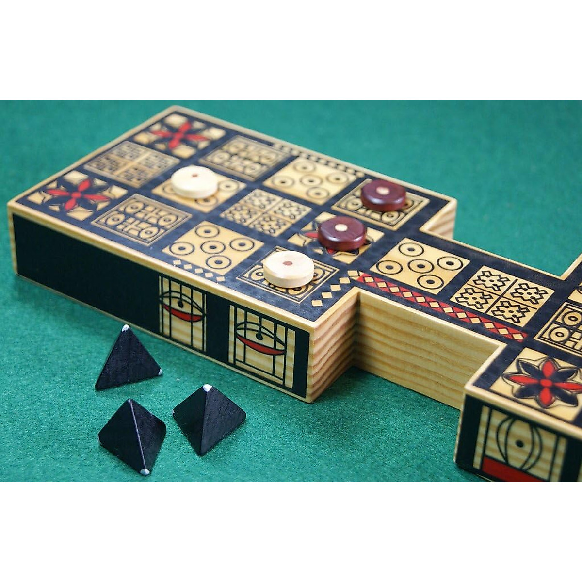 Masters Replica Royal Game of Ur Board Game with Pyramid Dice - Features Authentic Design with Solid Wood Board and Wooden Pieces