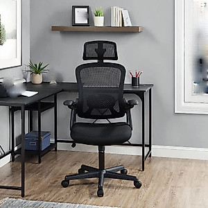 Mainstays Ergonomic Office Chair with Adjustable Headrest, Black Fabric, 275lb Capacity (D Light Grey)