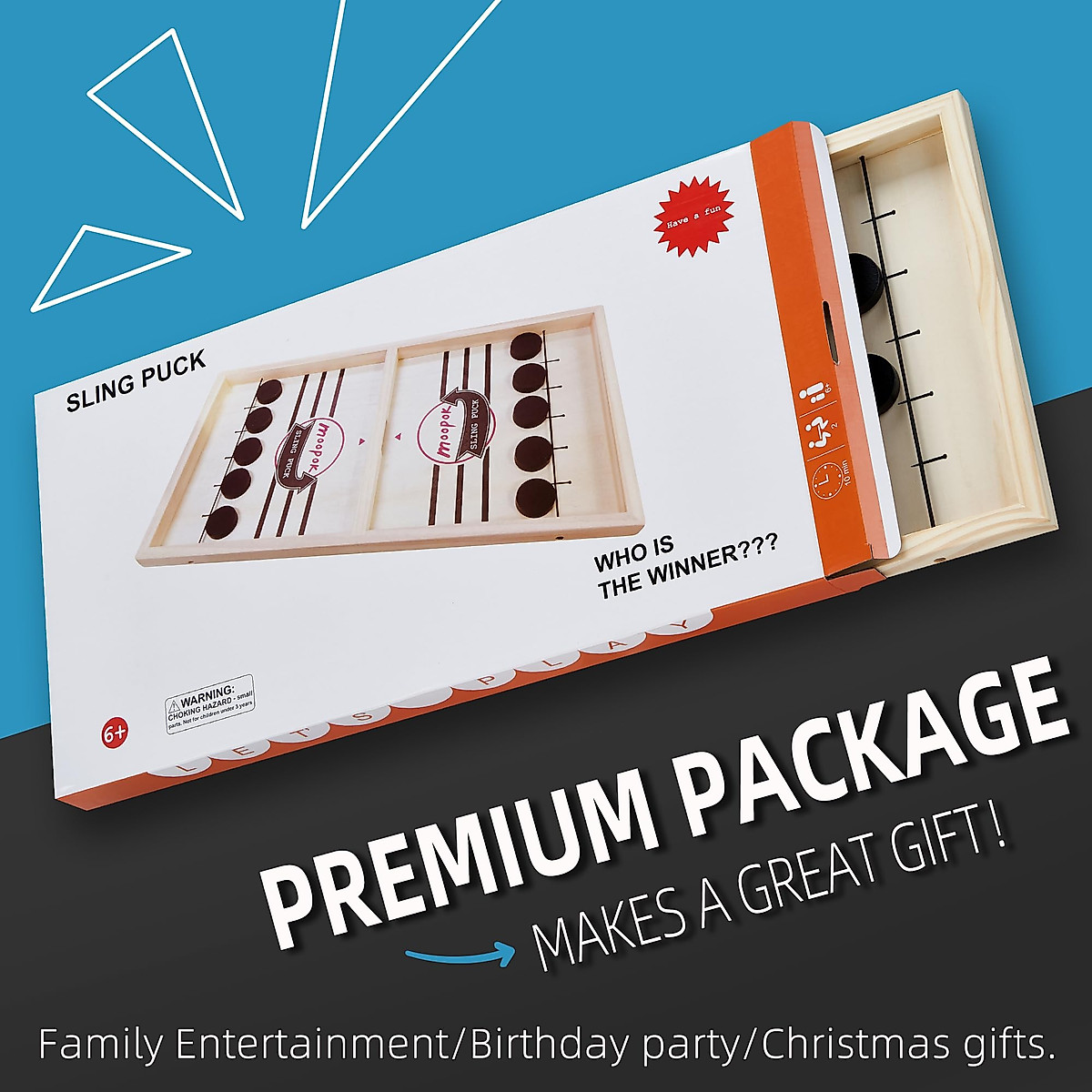 moopok Fast Sling Puck Game,Wooden Hockey Game,Super Foosball Table,Desktop Battle Parent-Child Interaction Winner Slingshot Game,Adults and Kids Family Game Toys