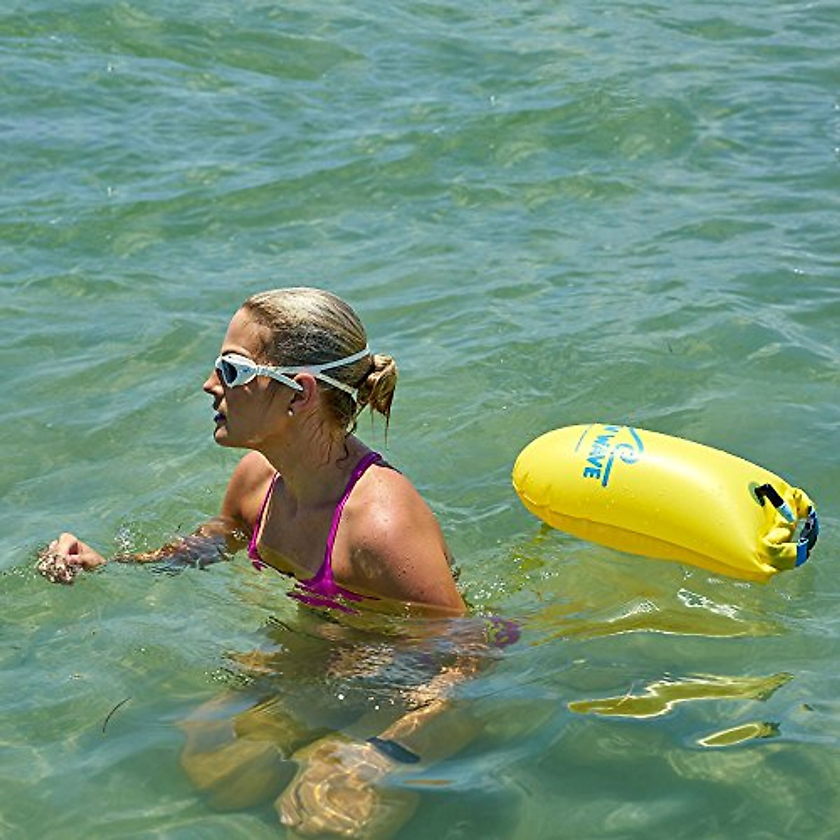 New Wave Swim Buoy - Swim Safety Float and Drybag for Open Water Swimmers, Triathletes, Kayakers and Snorkelers, Highly Visible Buoy Float for Safe Swim Training (PVC 15 Liter Yellow)