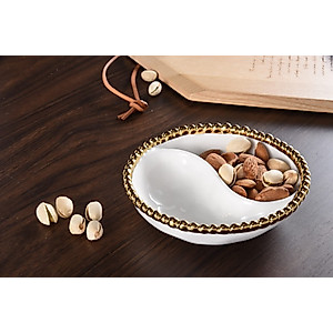 Pampa Bay Titanium-Plated Porcelain Golden Salerno Mini 2-Section Platter, 5.5 x 1.5in