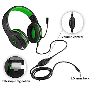 Masacegon Gaming Headset for PC,Gaming Headphone Compatible with Xboxone,PS4,Nintendo Switch,3.5mm Over-Ear Headphones with Noise Canceling Feature