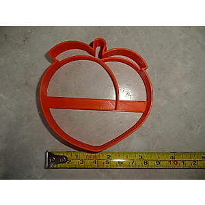 PEACH FRUIT JUICY FOOD DETAILED WITH STEM LEAVES COOKIE CUTTER MADE IN USA PR4855