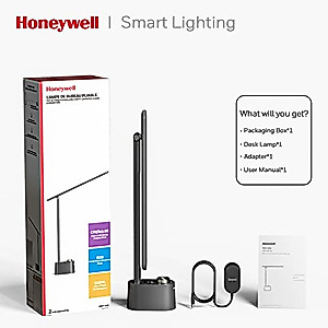 Honeywell Desk Lamp Home Office - LED Lighting with Charging Station A+C USB Port for Small Spaces Bedroom Reading Crafts HWT-H01 Black