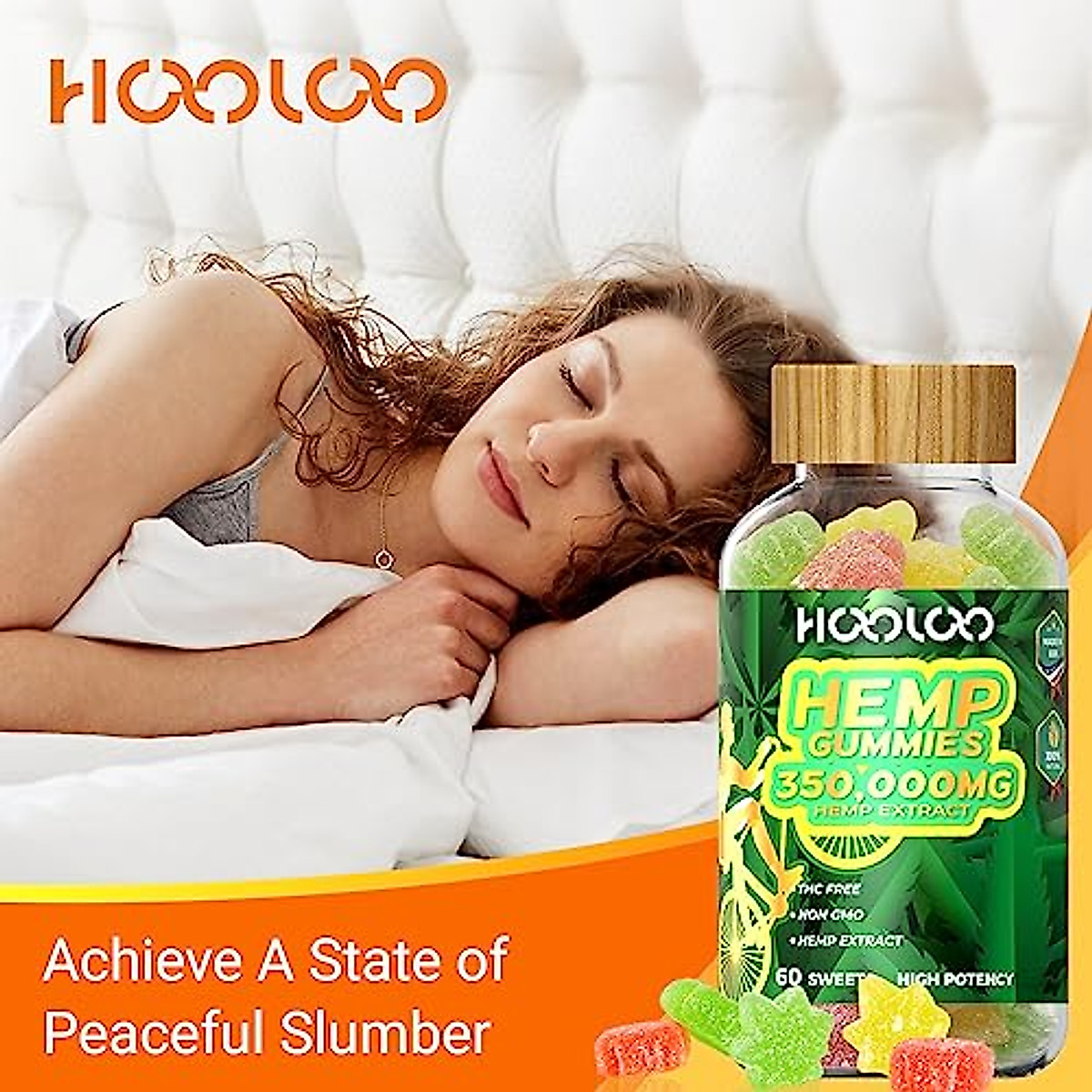 Hemp Gummies for Deep and Sound Bedtimes & Focus, Fruity Vitamins Hemp Gummy Infused Hemp Oil 350,0000mg, Made in USA, 2 Pack 120 Edibles