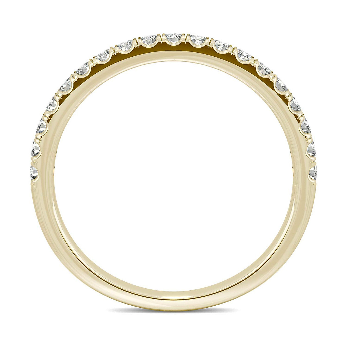 14K Yellow Gold Moissanite by Charles & Colvard 1.6mm Round Wedding Band-size 7 0.33cttw DEW