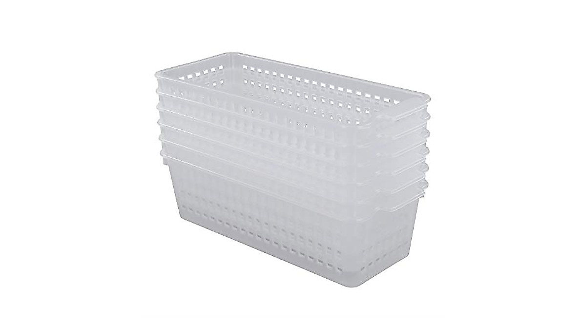 EudokkyNA Clear Slim Storage Baskets - 6 Pack for Home & Office ...